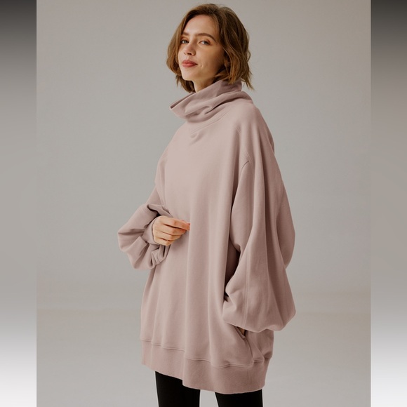 Nap | Sweaters | Nap Boxy Turtleneck Sweatshirt In Pearl Blush | Poshmark